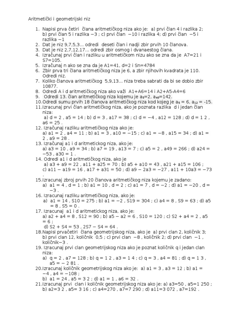 Aritmetički I Geometrijski Niz | PDF