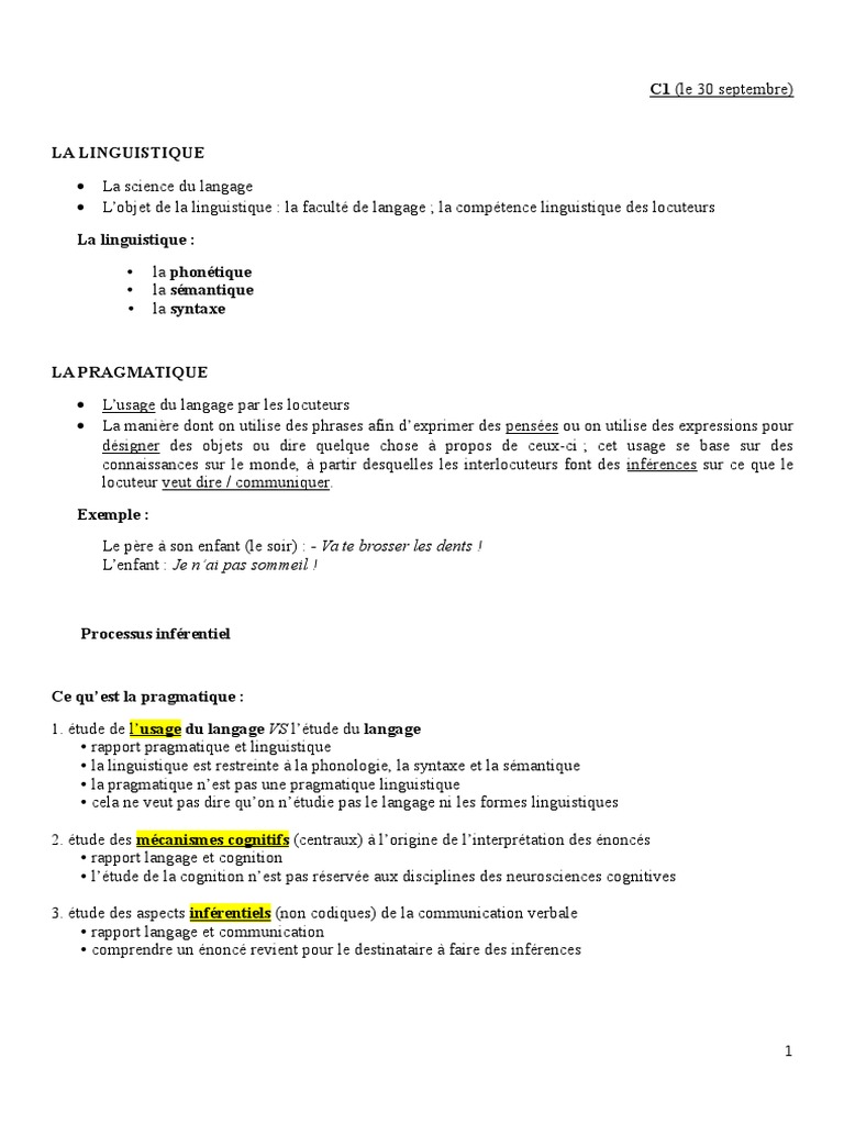 6. Cours Théorique 1 | Linguistique | Phrase