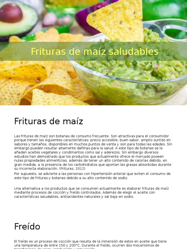 Frituras de Maíz Saludables | PDF | Aceite de oliva | Fritura