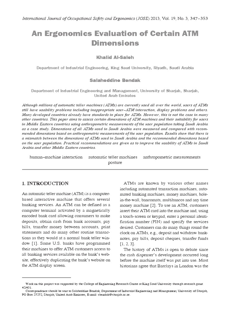 An Evaluation of ATM Dimensions and Recommendations for Improved ...