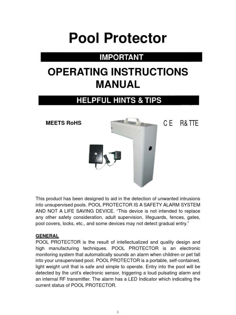 Pool Alarm English Manual | PDF | Swimming Pool | Power Supply