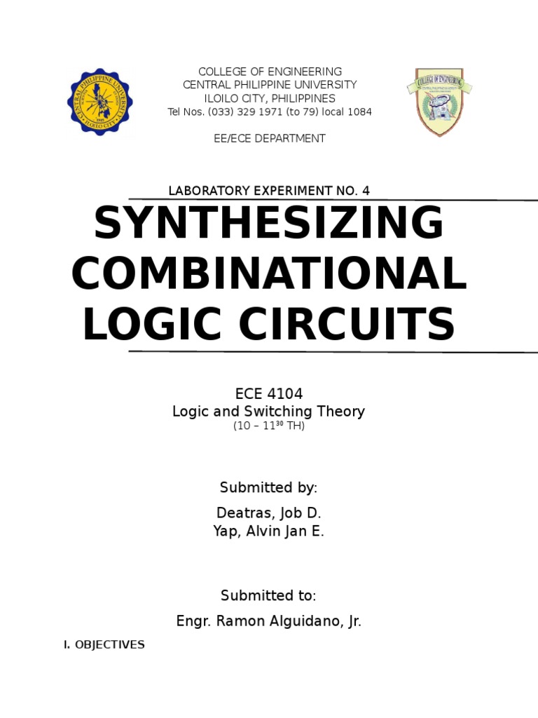 Synthesizing Combinational Logic Circuits: Laboratory Experiment No. 4 ...