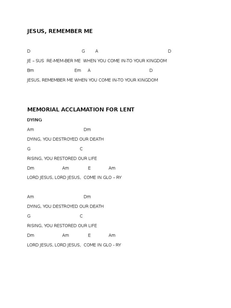 Jesus Remember Me | PDF