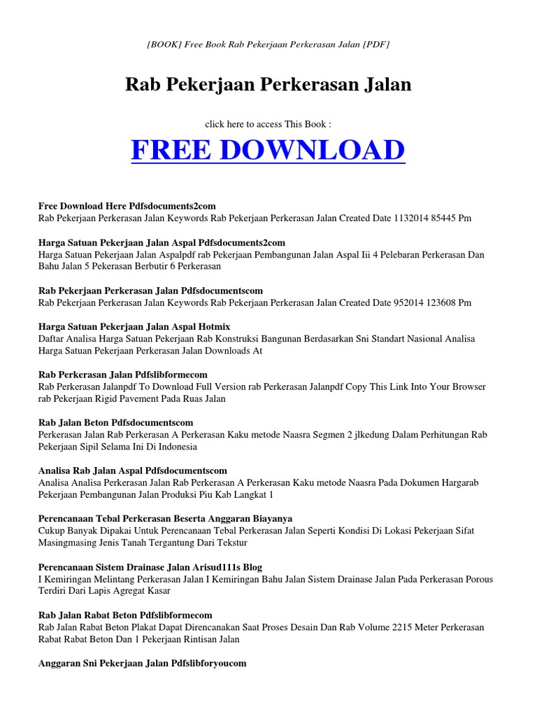 Rab Pekerjaan Perkerasan Jalan | PDF
