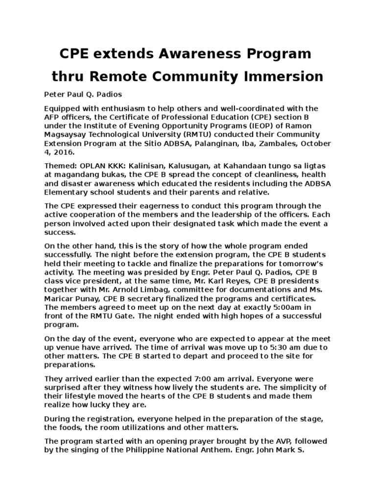 CPE Extends Awareness Programxxx | PDF