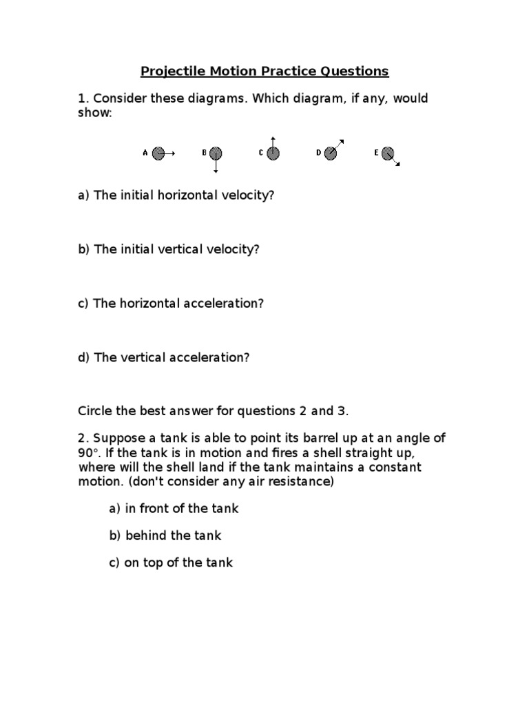 Projectile Motion Practice Questions | Download Free PDF | Acceleration ...