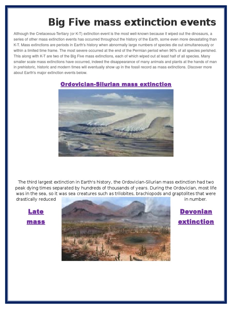 The Big Five Mass Extinctions Explained | PDF