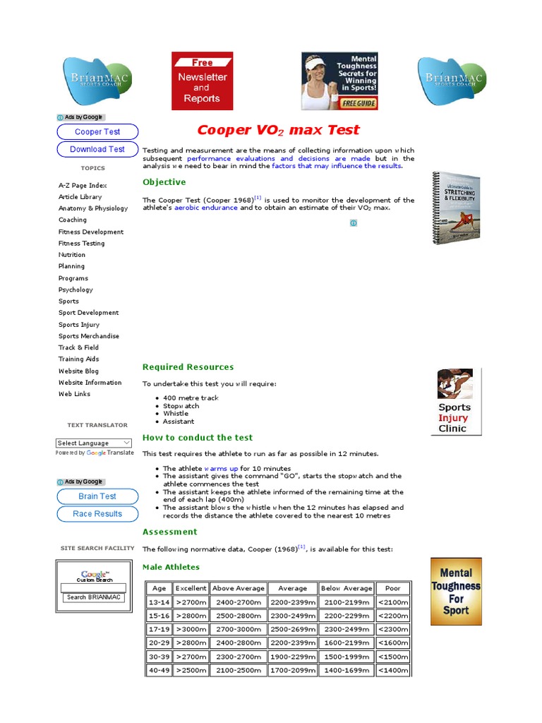Cooper Test | PDF | Track And Field | Validity (Statistics)