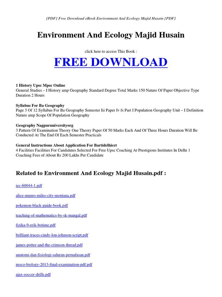 Environment and Ecology Majid Husain | PDF