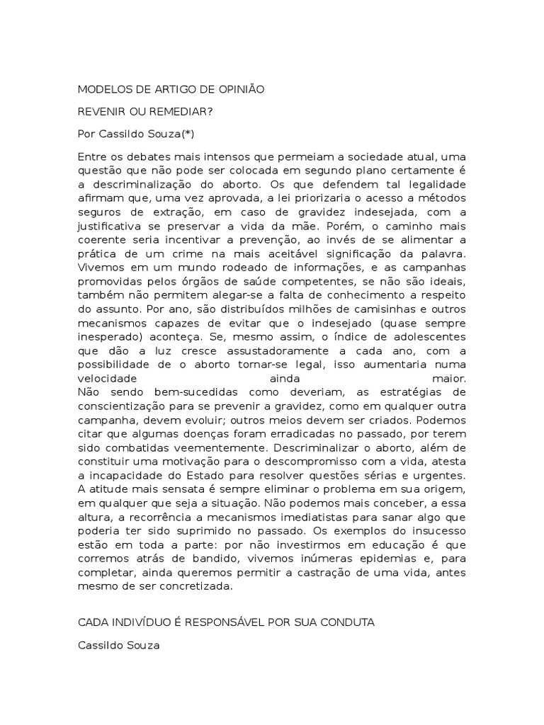 Modelos de Artigo de Opinião