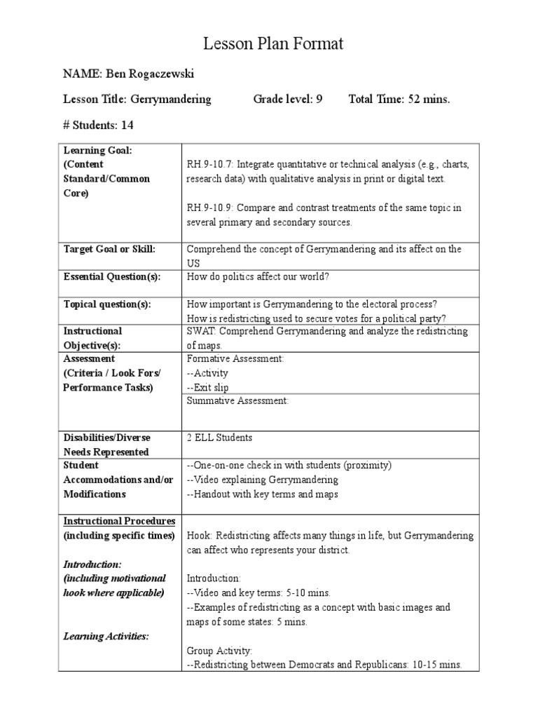 Gerrymandering Lesson Plan for 9th Grade | PDF | Science & Mathematics