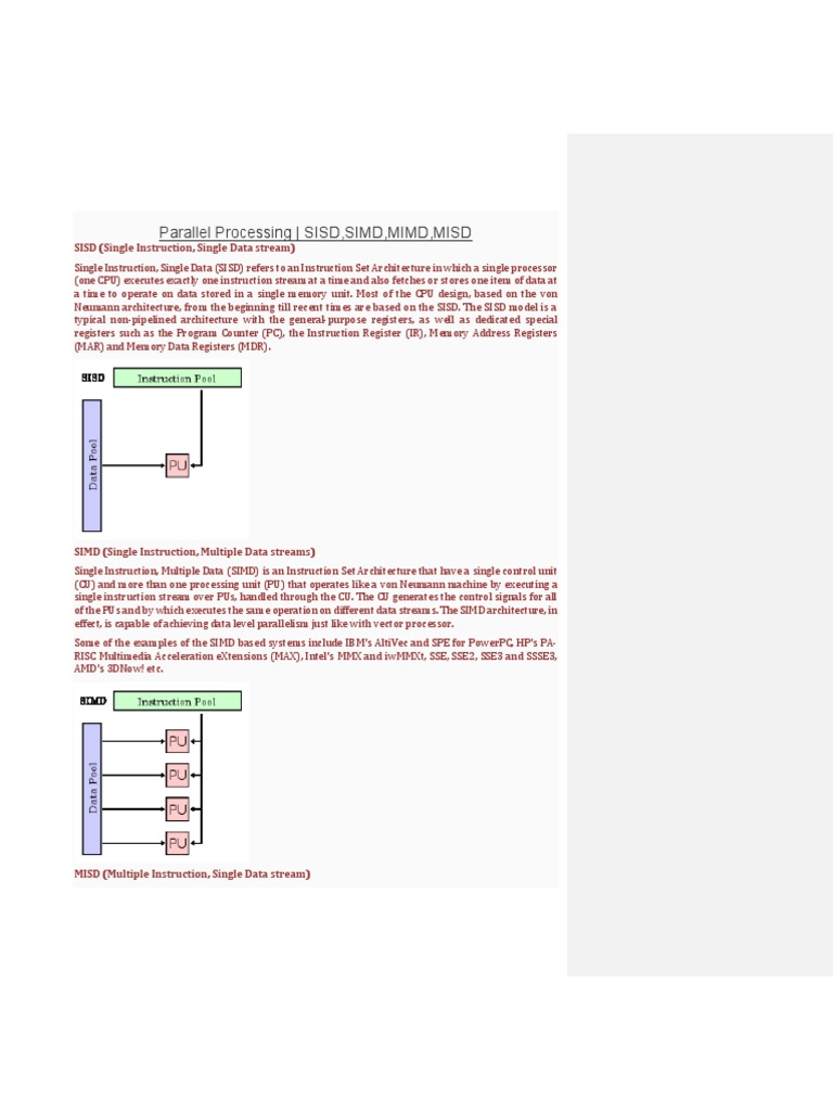 Sisd, Simd, Misd, Mimd | Download Free PDF | Parallel Computing | Central Processing Unit