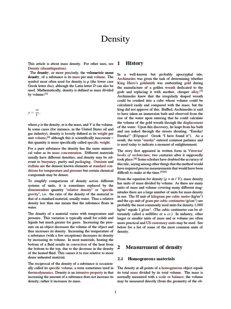 Discover density with Archimedes' famous experiment | PDF