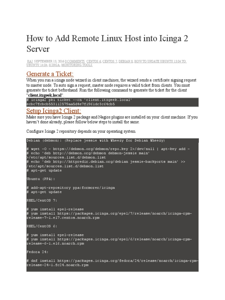 How To Add Remote Linux Host Into Icinga 2 Server PART2 | PDF | Advanced Packaging Tool | Free ...