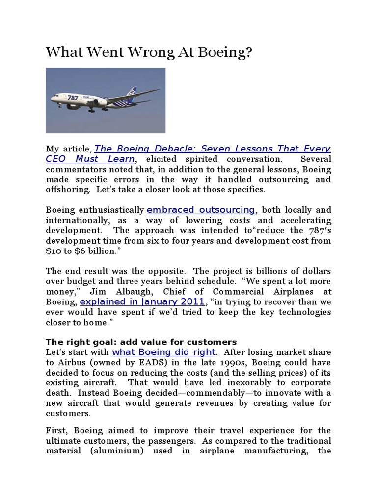 What Went Wrong at Boeing | PDF | Outsourcing | Offshoring
