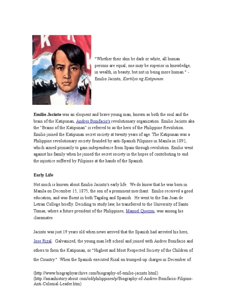 Biography of Emilio Jacinto | PDF | Philippines | Unrest