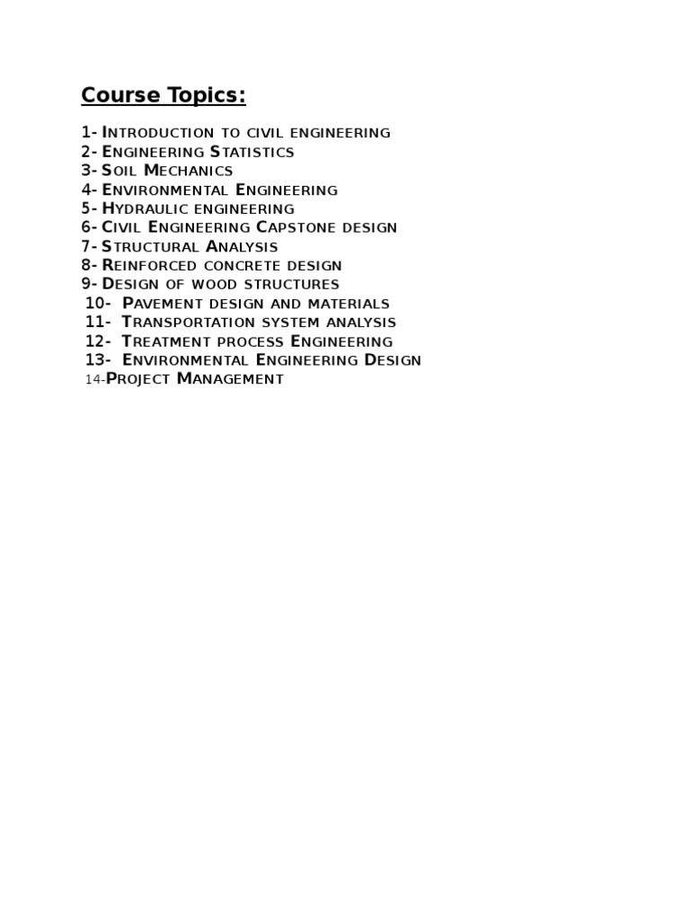 Civil Engineering Course Topics | PDF | Science & Mathematics