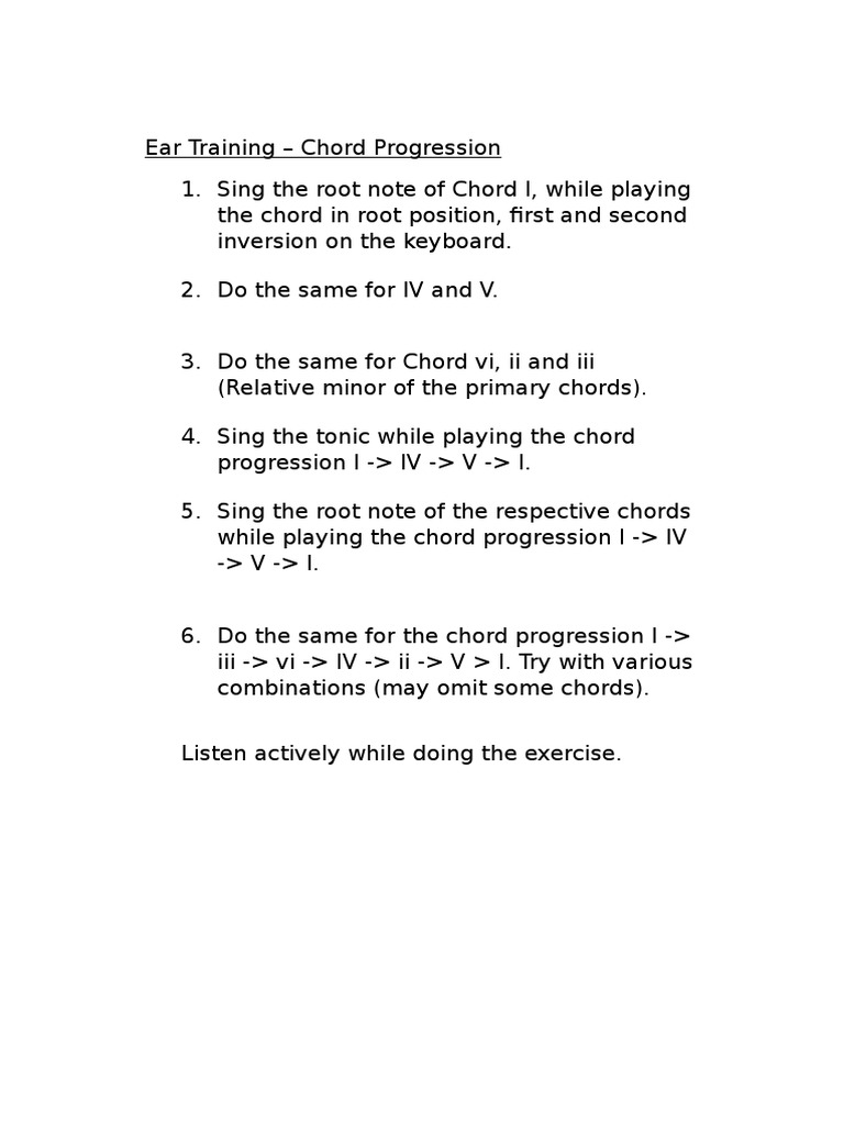 Chord Progression Ear Training Exercises | PDF