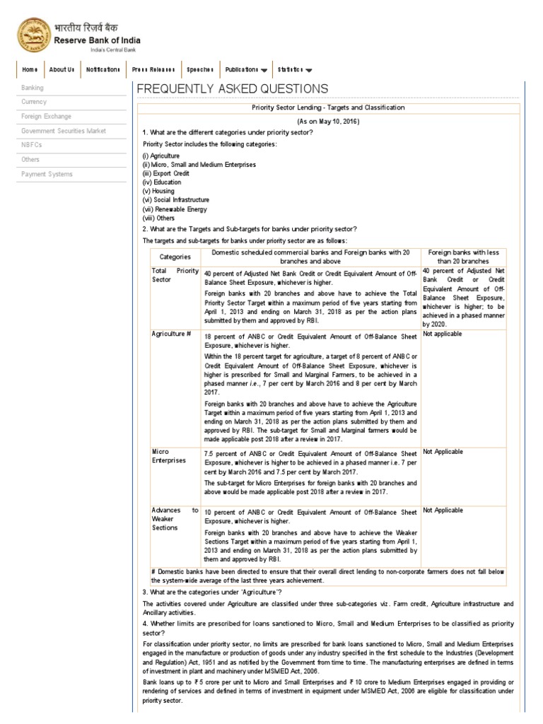 PSL Classification | PDF | Loans | Banks