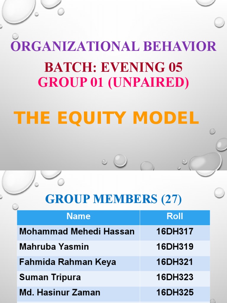 Equity Model - Organizational Behavior | PDF | Religion & Spirituality