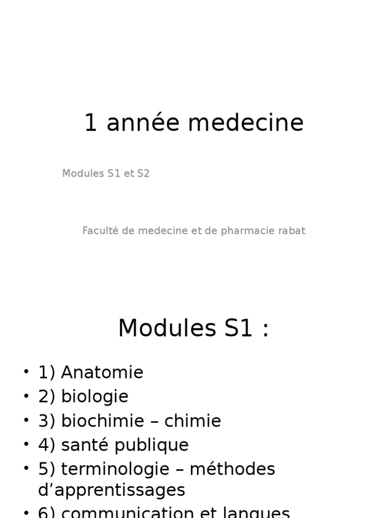 Cours de Médecine 1ère Année S1 | PDF