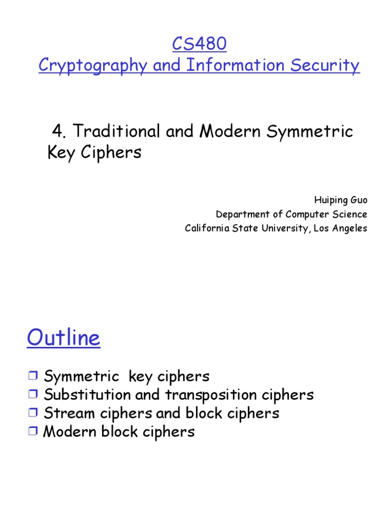 Traditional and Modern Symmetric Key Ciphers | PDF | Cipher | Cryptography