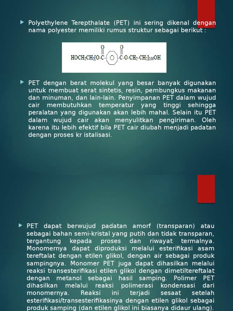 Proses dan Aplikasi Polyethylene Terephthalate | PDF