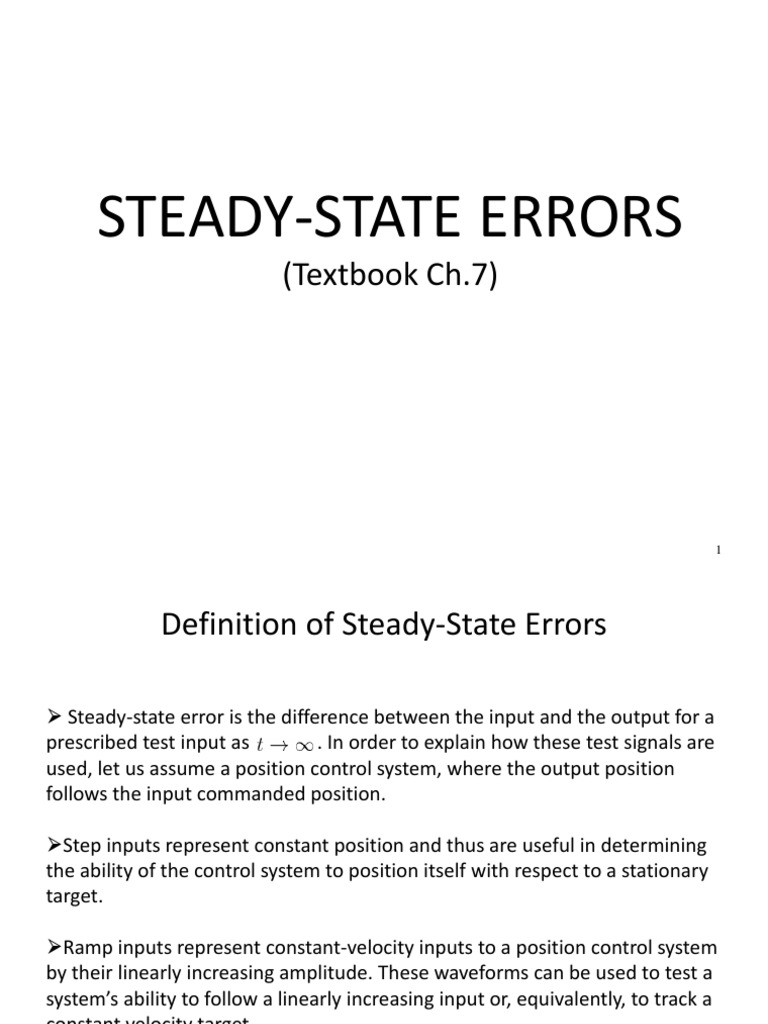 Steady State Errors | PDF | Steady State | Control System