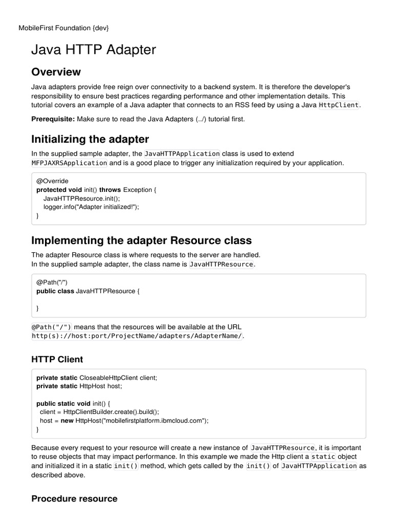 IBM MobileFirst Java HTTP Adapter | PDF | Hypertext Transfer Protocol | Json