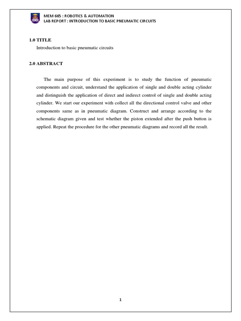 Lab 1 Pneumatic Full | PDF | Actuator | Pneumatics