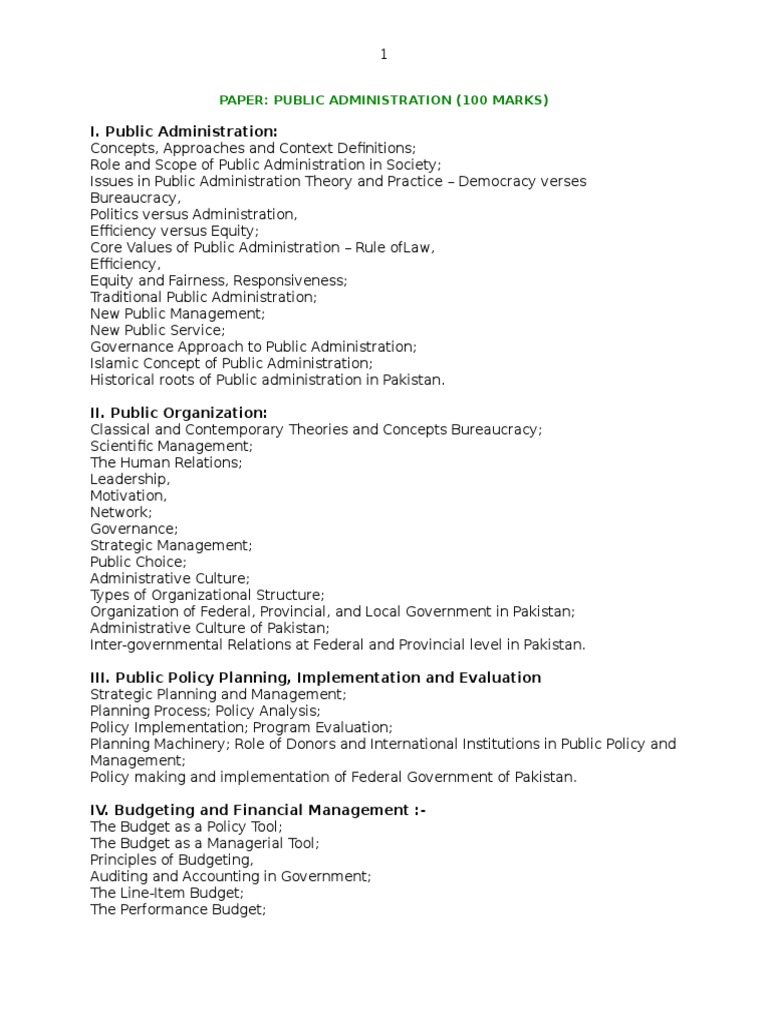 Public Ad CSS Syllabus | PDF | Governance | Civil Service