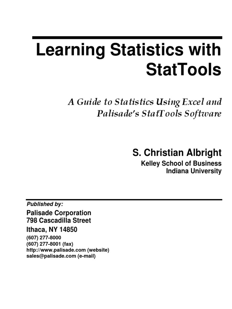 Learning Statistics With StatTools PDF | PDF | Microsoft Excel ...