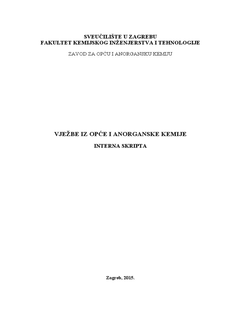 Skripta Vjezbe Kemija | PDF