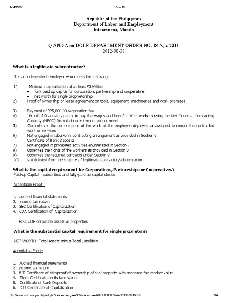 Republic of The Philippines Department of Labor and Employment ...