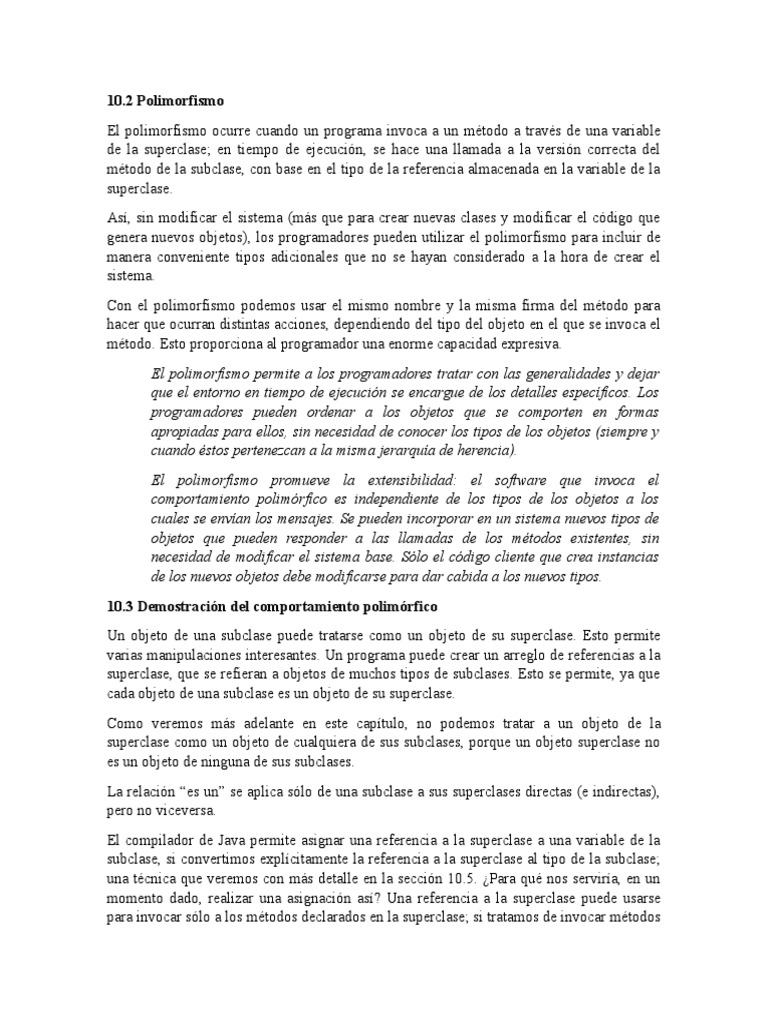 Resumen Capitulo 10 Como Programar en Java | PDF | Objeto (informática ...
