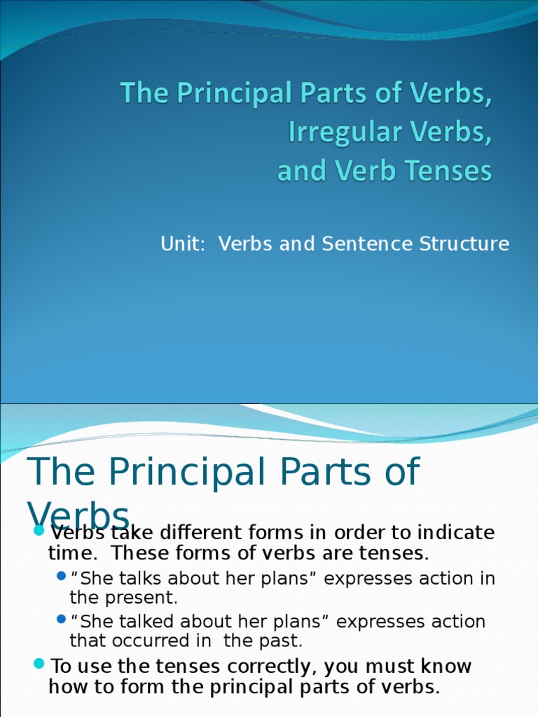 The Principal Parts of Verbs Irregular Verbs1 | PDF | Perfect (Grammar ...