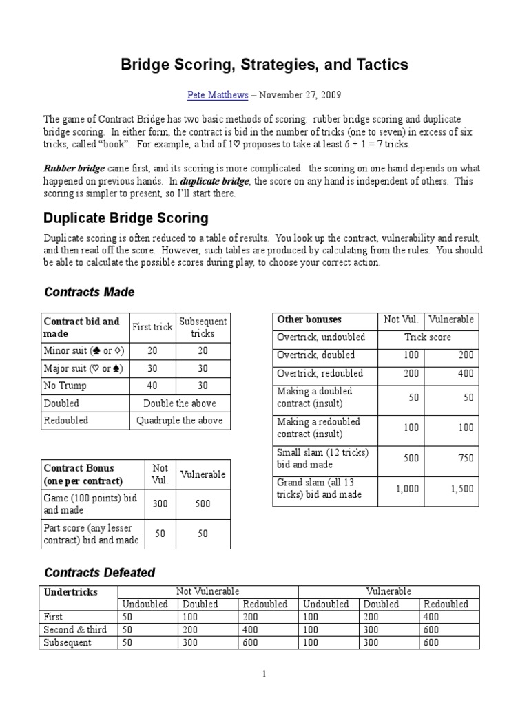 Bridge Scoring, Strategies, and Tactics | PDF | Contract Bridge | Whist ...