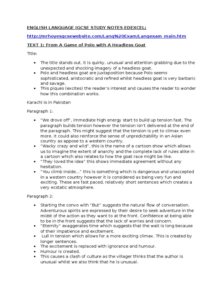 English Language Igcse Study Notes Edexcel | PDF | Global Warming | Nature