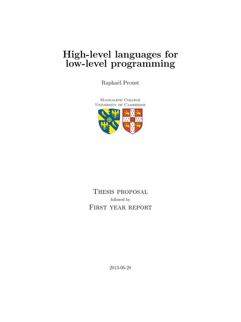 High-Level Languages For Low-Level Programming: Thesis Proposal First ...