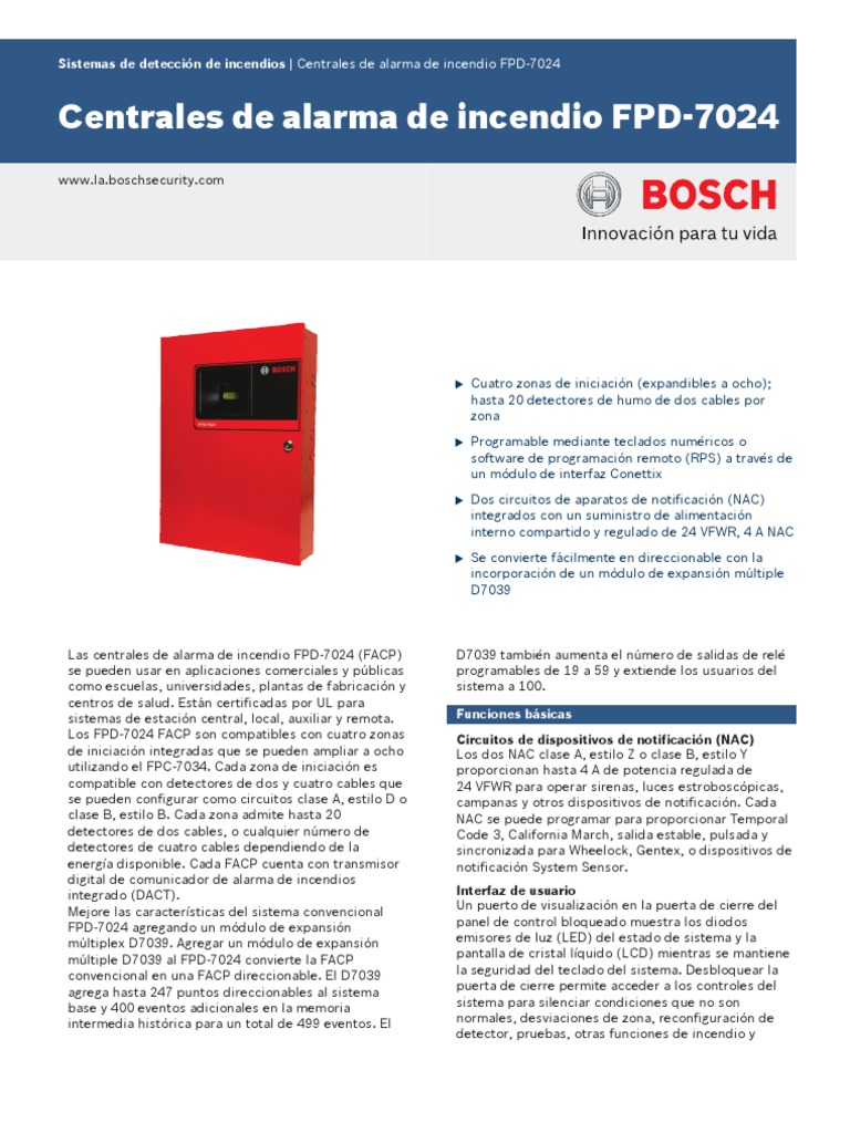 Bosch Fpd-7024 - Central de Alarma de Incendio Convencional ...