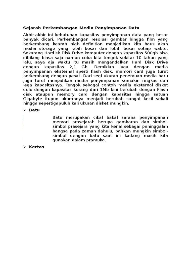 Sejarah Perkembangan Media Penyimpanan Data | PDF