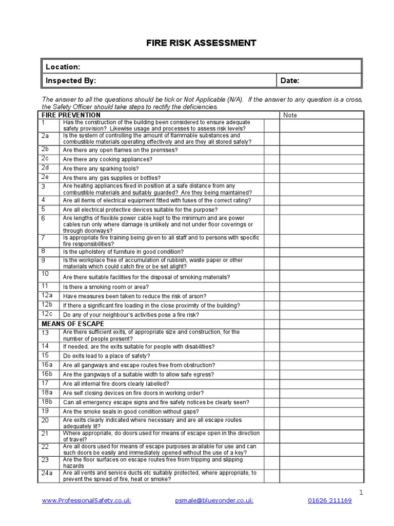 Fire Risk Assessment Feb 06 | PDF | Fires | Prevention