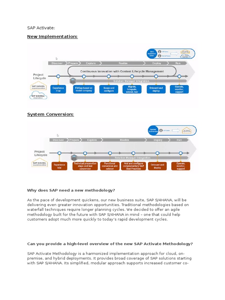 New Implementation:: SAP Activate | PDF | Software Development Process | Sap Se