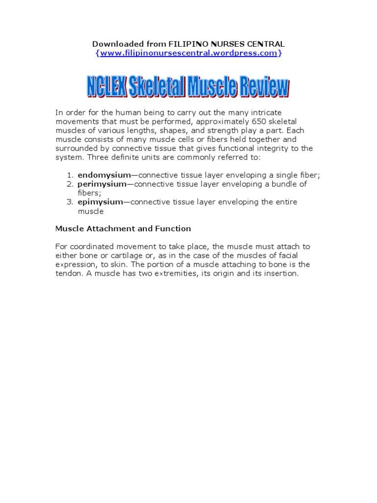 NCLEX Skeletal Muscle Review | PDF