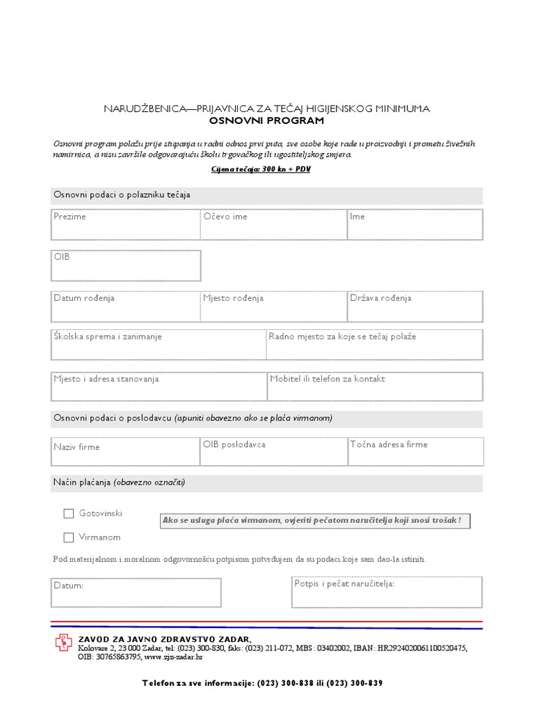 Prijavnica Osnovni | PDF