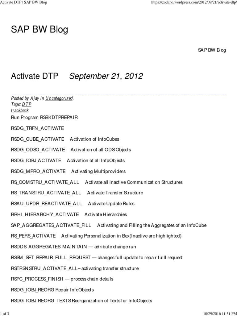 Activate DTP - SAP BW Blog | PDF | Information Science | Application ...