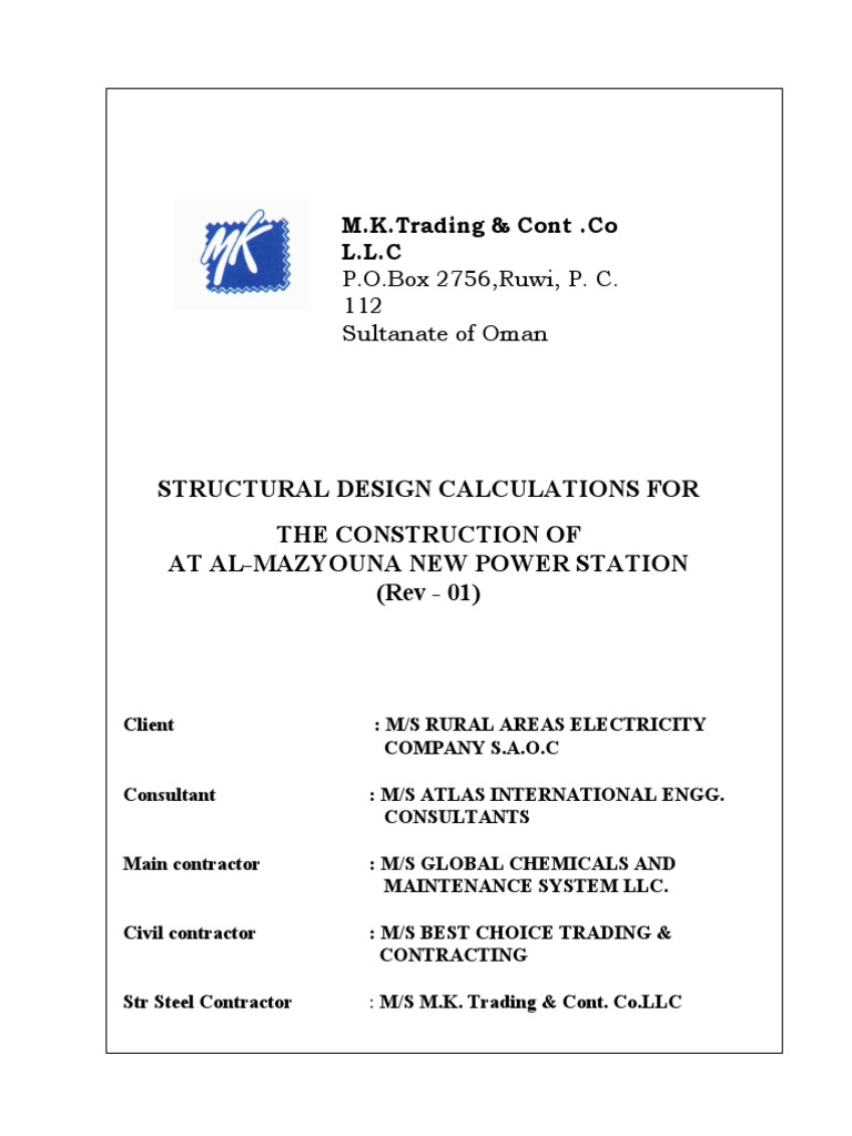 Design Calculation Steel Structure Power Plant | PDF | Framing ...