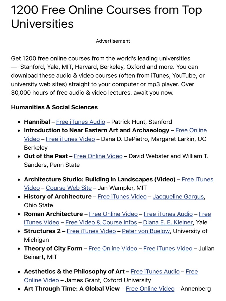 1200 Free Online Courses From Top Universities - Open Culture ...