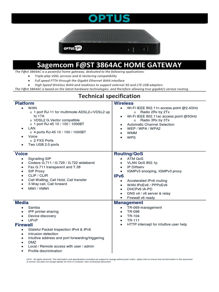 Optus F3864AC Datasheet | PDF