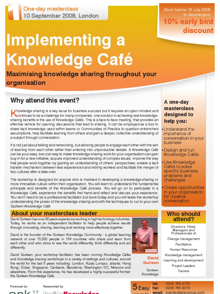 Implementing A Knowledge Cafe | PDF | Facilitator | Cheque